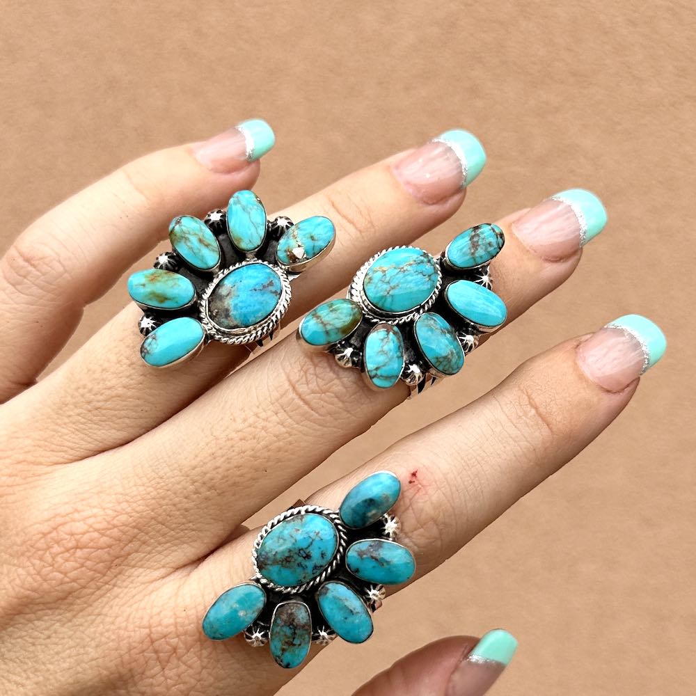 RTS ★ Navajo Half Cluster Ring – Turquoise Tuesday