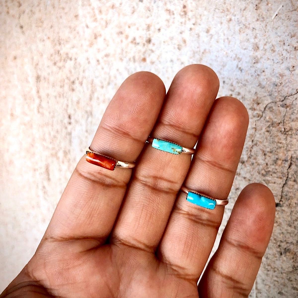 Tiny Horizontal Bar Stacker Ring – Turquoise Tuesday