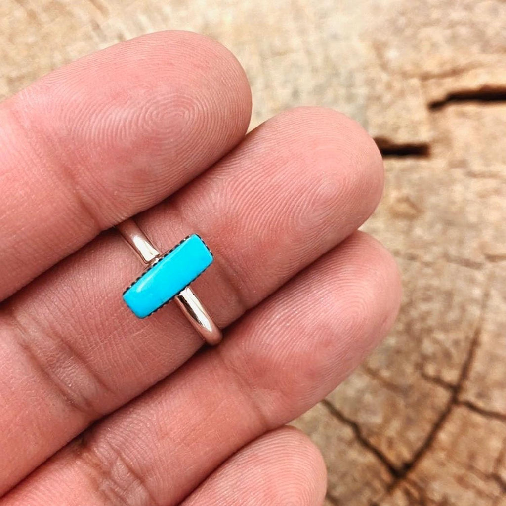 Tiny Vertical Bar Stacker Ring – Turquoise Tuesday